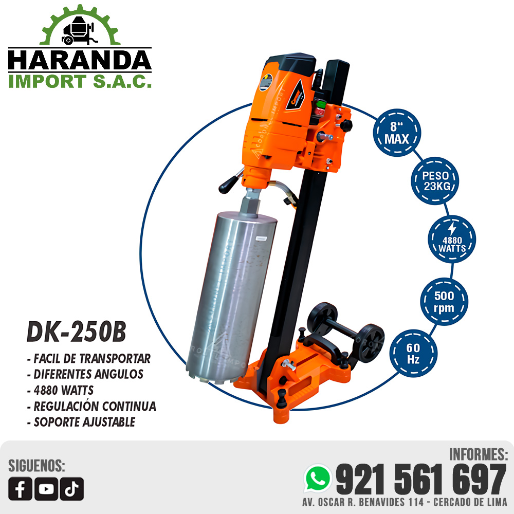 PERFORADORA DIAMANTINA MODELO DK-250B - HARANDA IMPORT